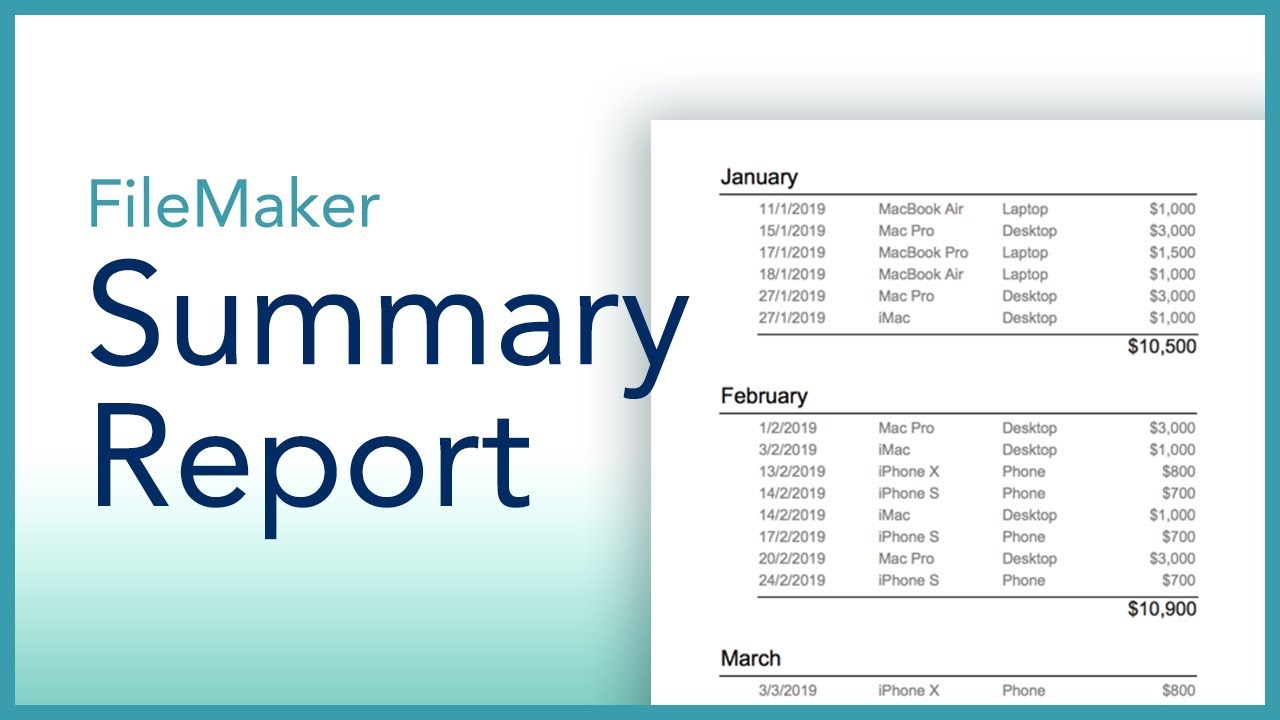 FileMaker Summary Report