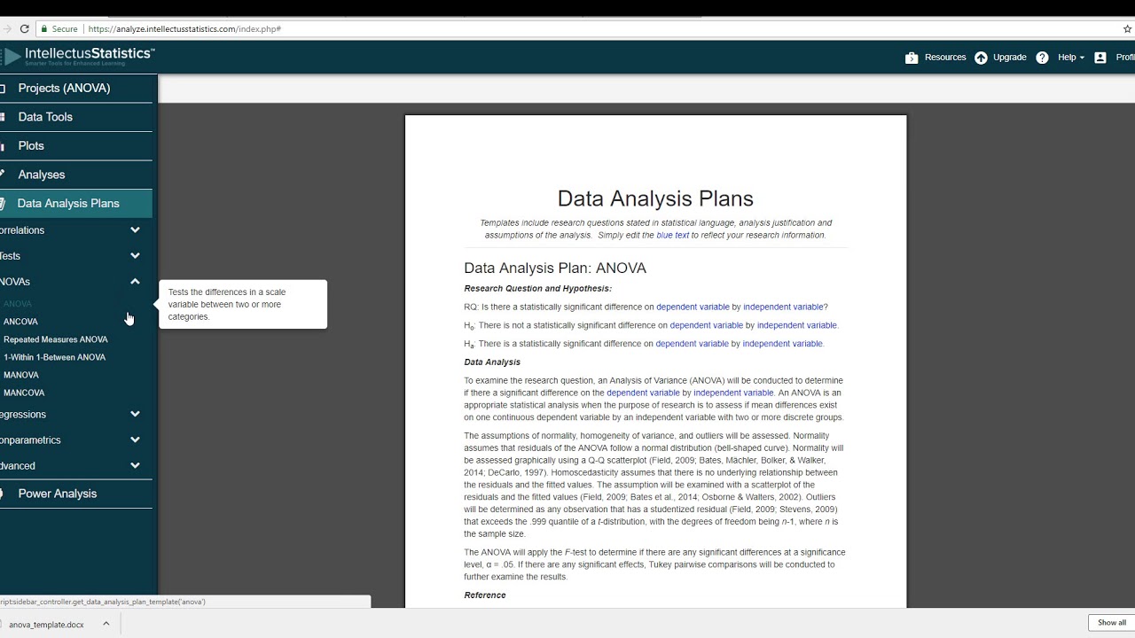 Data Analysis Plan Templates