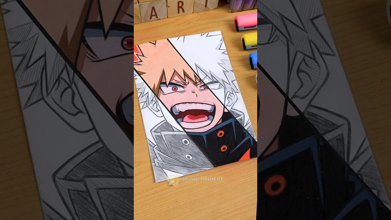 Drawing Bakugo Katsuki 😊 MY HERO ACADEMIA || Stained Art 🎨 #shorts #drawing #myheroacademia