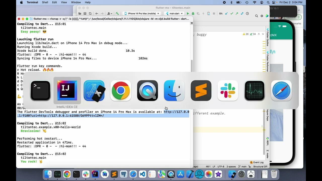 Flutter/MX Workflow, with ClojureDart