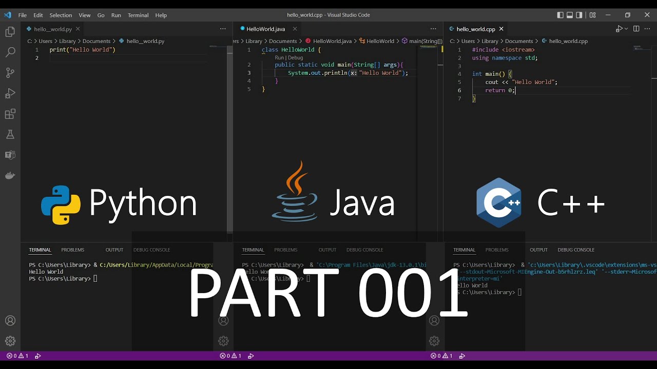 001. Python, Java and C++ | Running the Same Program: 