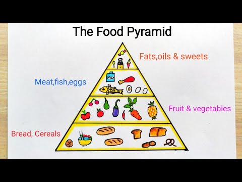 Food pyramid drawing step by step | How to draw food pyramid easy | Food chart drawing idea