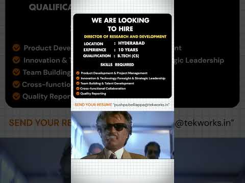 Share your resume to "pushpa.belliappa@tekworks.in"