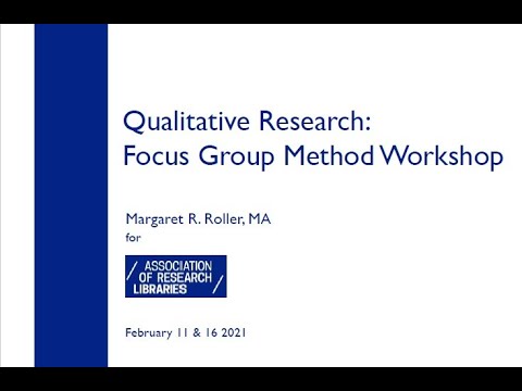 Qualitative Research: Focus Group Method Workshop
