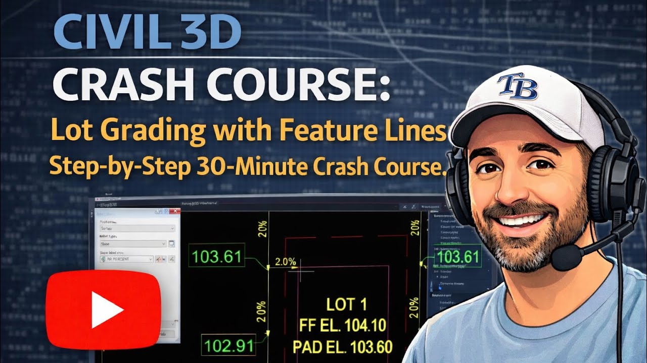 Civil 3D Lot Grading with Feature Lines | Step-by-Step 30-Minute Crash Course
