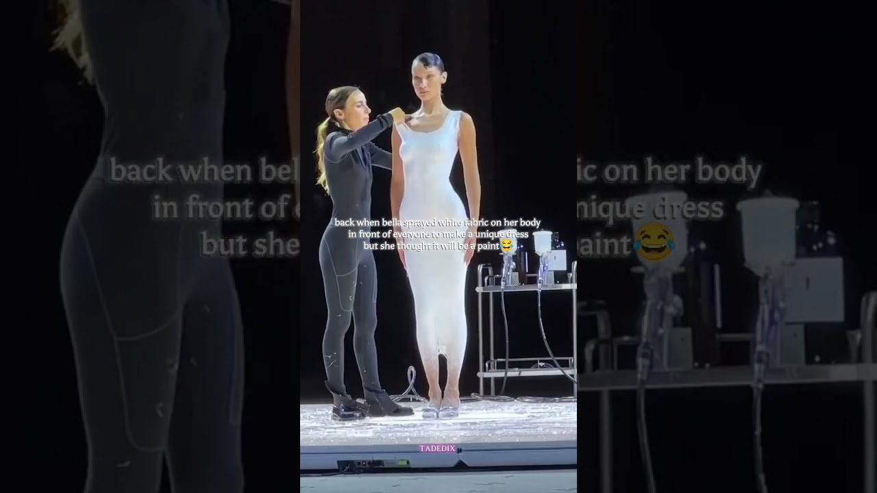 Bella Hadid sprayed white paint on her body#bella#bellagadid#fashion#trending#runway#trendingshorts