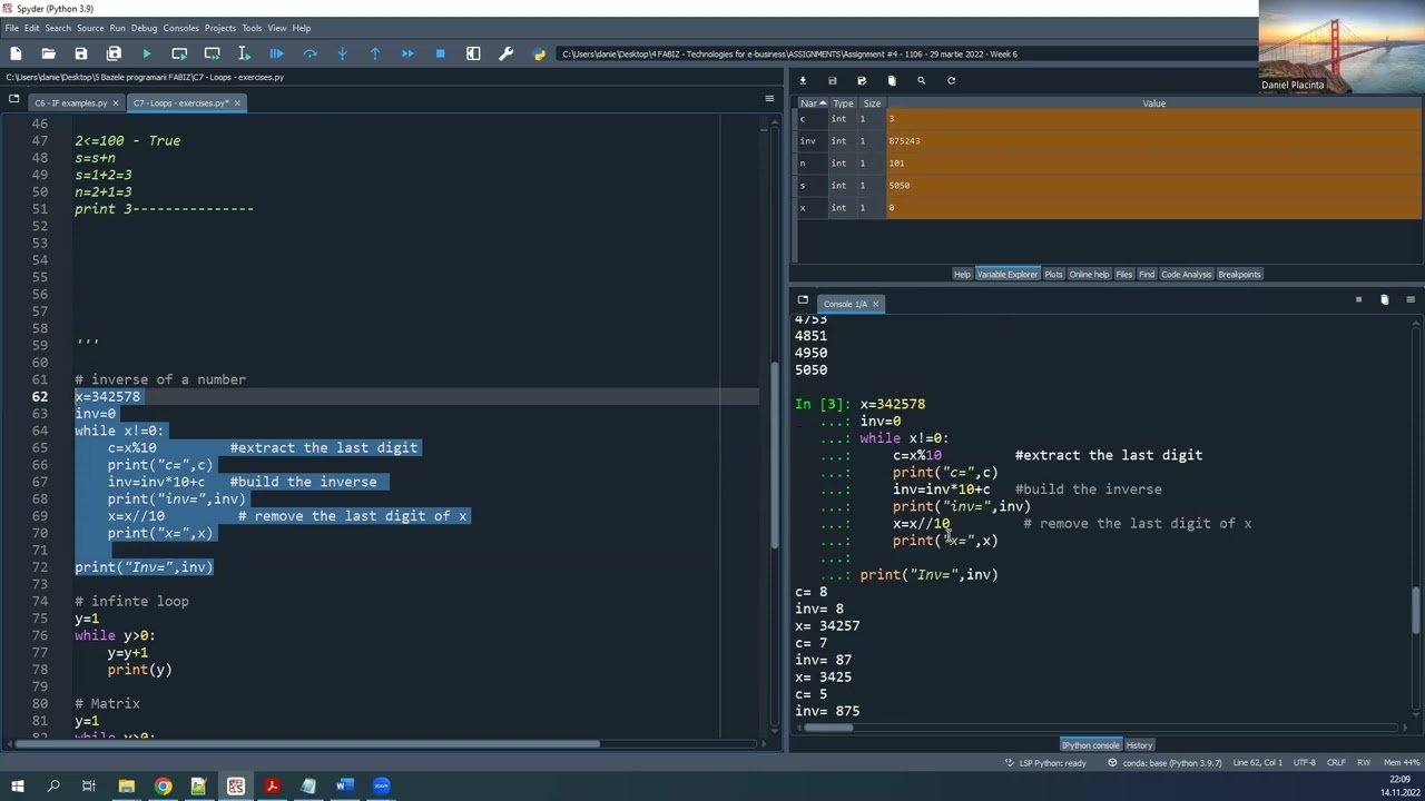 Loops in Python - While examples, interactive menu