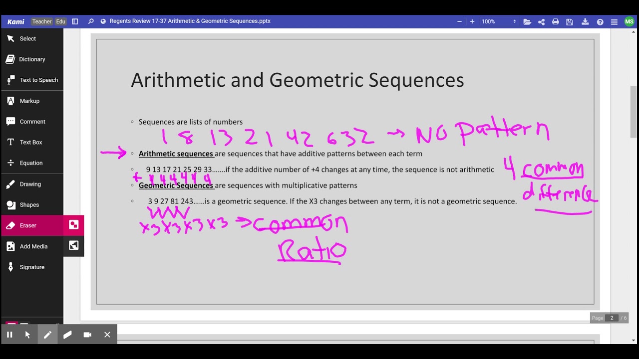Regents Review 17 37 Arithmetic & Geometric Sequences pptx