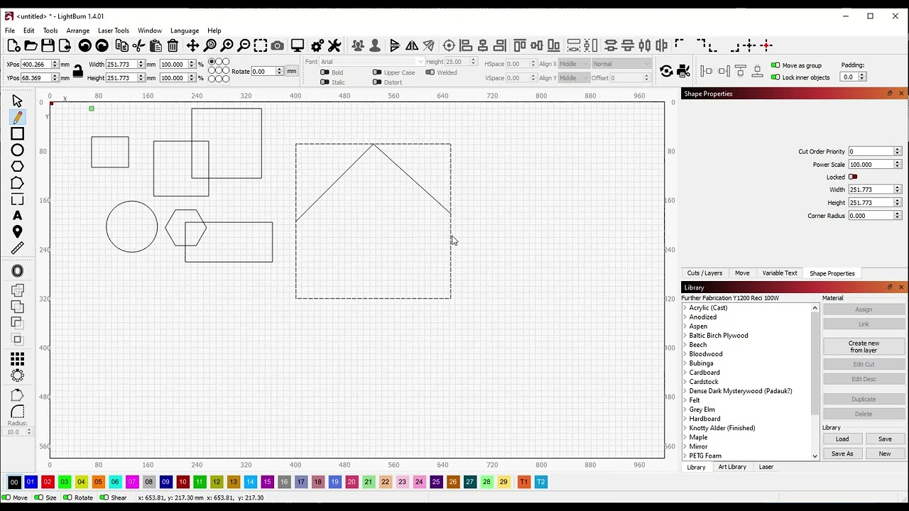 LightBurn Tutorial: Shape sizing modifiers and cursor snapping hints