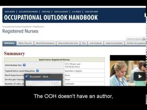 Cite the Occupational Outlook Handbook in MLA