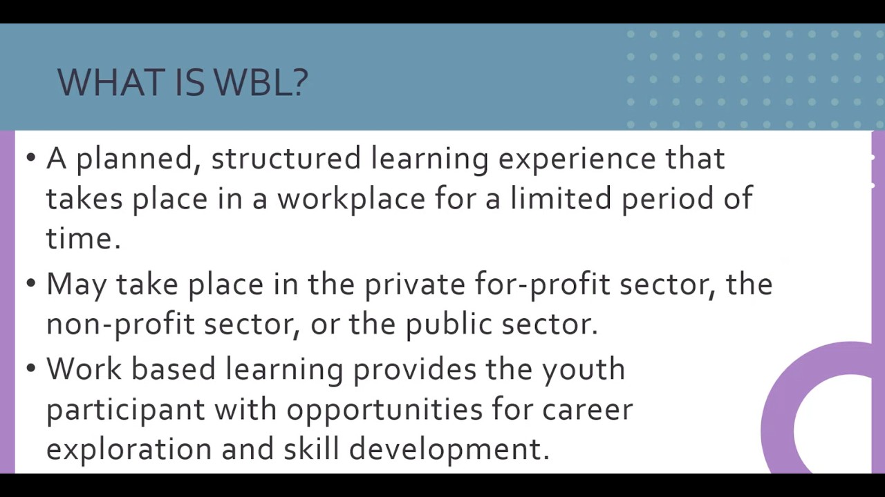 Work Based Learning (WBL) Training