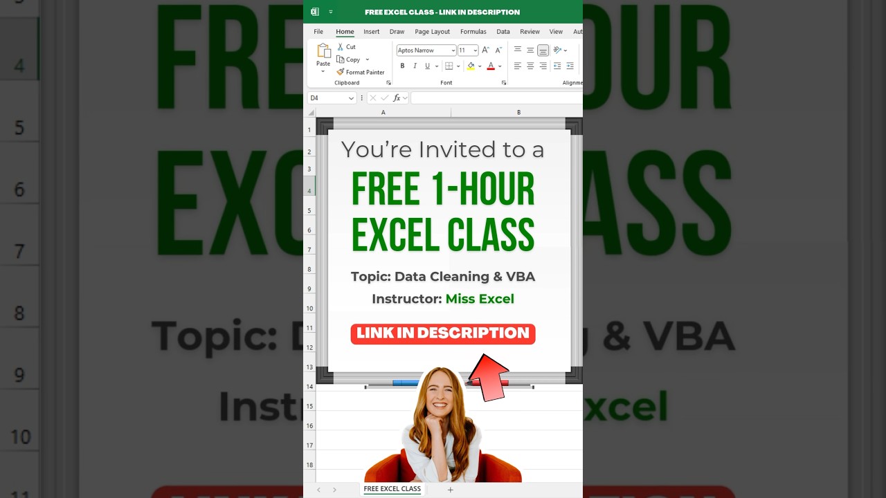 The Best FREE Excel Class for Visual Learners!! 🎊 #excel
