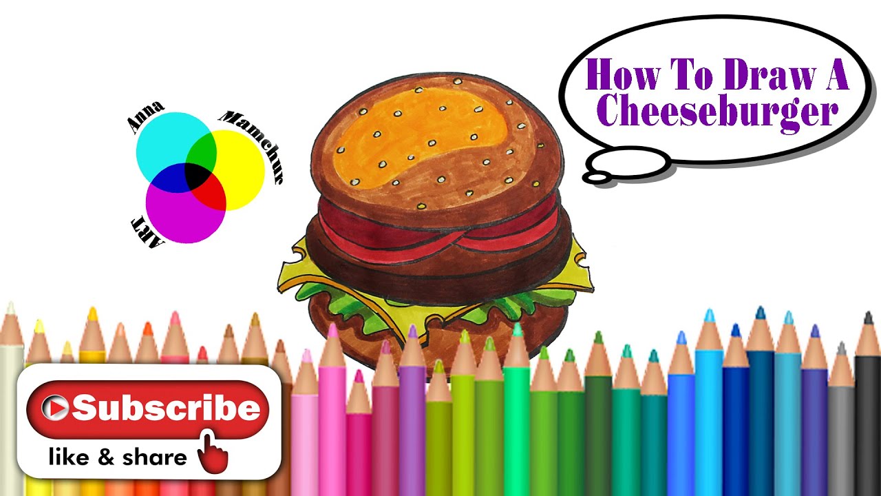 How to Draw a Cheeseburger - Step by Step Tutorial