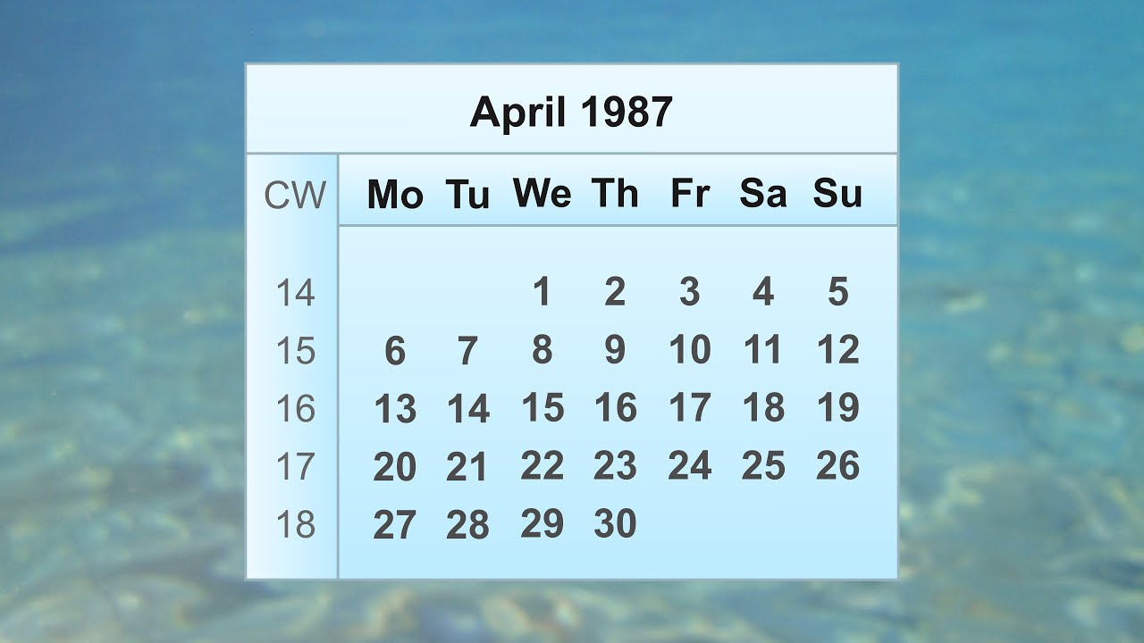 April 1987 Calendar