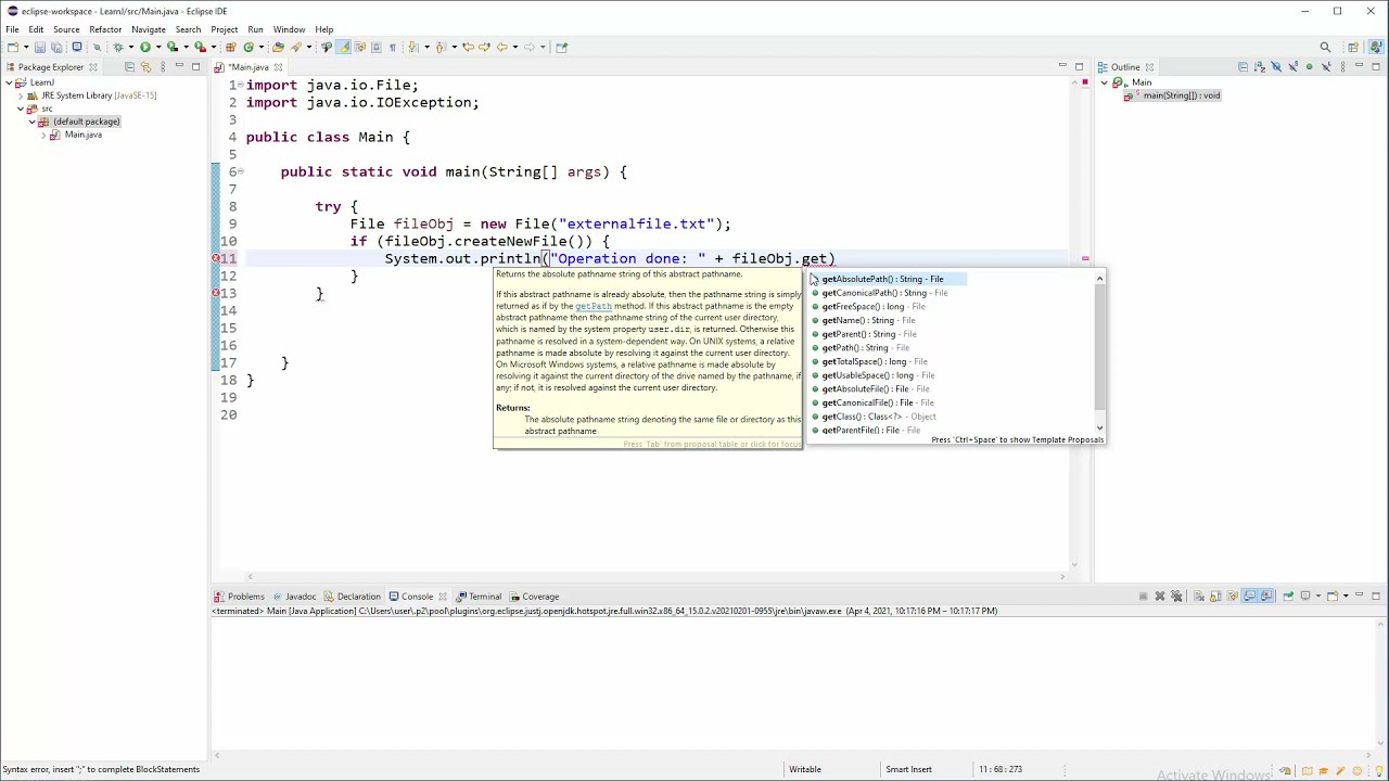 Java OO Tutorial - 41 - Create File in Java