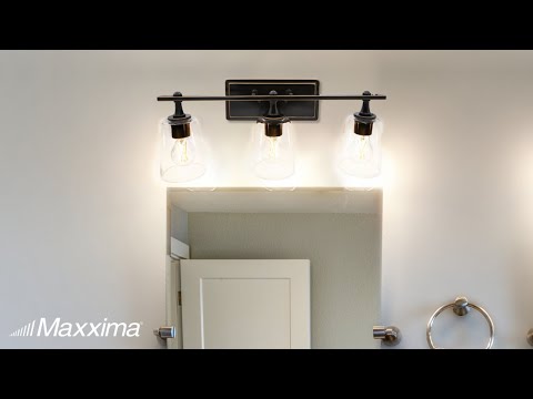 Maxxima 3-Light LED Bath and Vanity Fixture, 2400 Lumens, 2700K Warm White A19 Bulbs Included