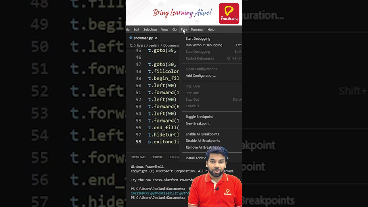Let's make snowman | Python Turtle Program | Practically