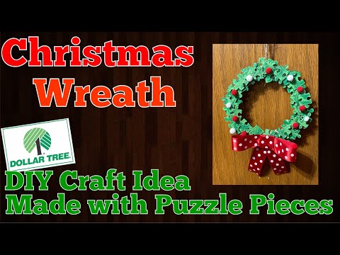 How to Make a Christmas Wreath Craft with Puzzle Pieces!