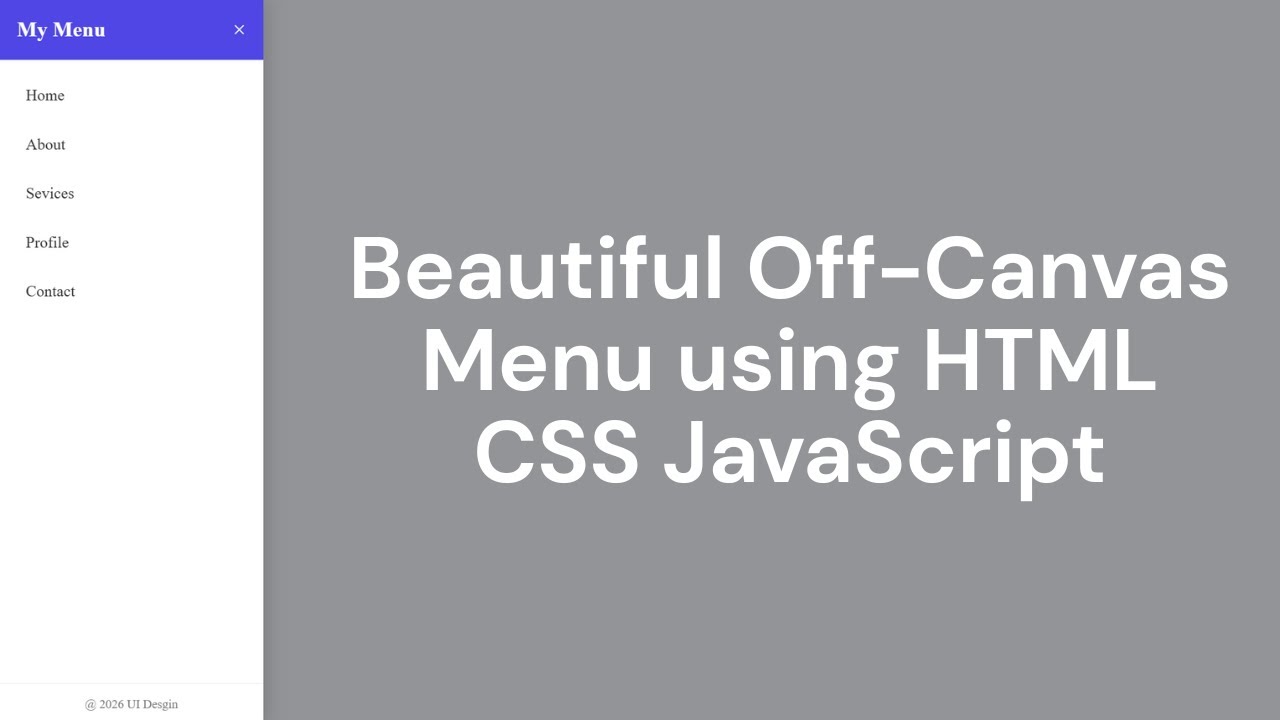 Beautiful Off-Canvas Menu using HTML CSS JavaScript | Responsive Sidebar UI 2026