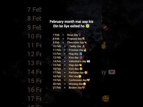 valentine day kab hai 2025 || February days list 2025 || February month Days of the day2025#shorts