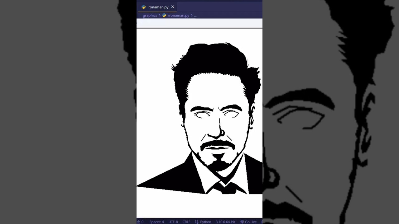 Draw Iron Man using 3 line of Python Code | Python Turtle #programming #coding #ironman #turtle