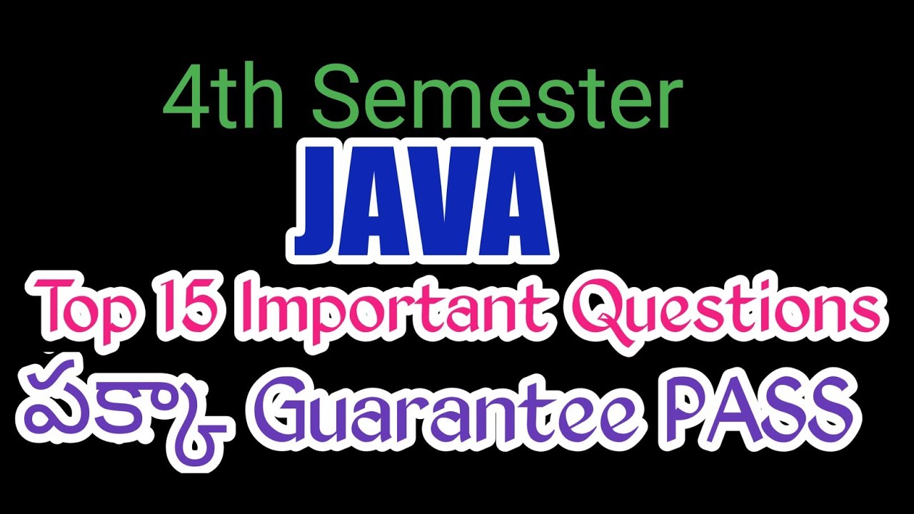 Sem4 JAVA Top 15 Questions #4thsemester_java_important_questions #java_model_paper 4th semester JAVA