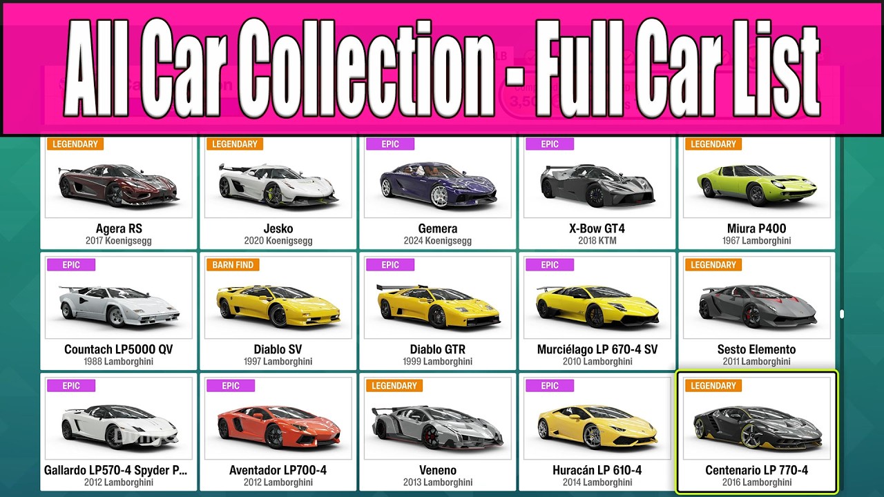 Forza Horizon 6 All Car Collection - Full Car List