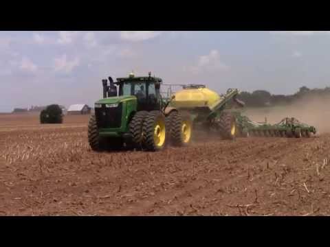 John Deere 9410R 4wd and 1890 Air Drill Sowing Milo