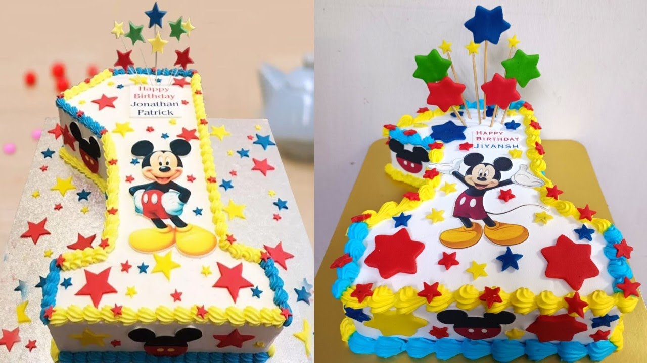 Mickey Mouse Theme 1 Number Shape Cake | Mickey Mouse Theme 1st Birthday Cake #shorts #sellerfactg