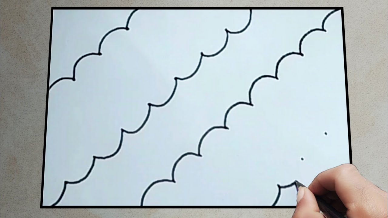 cara menggambar batik parang kusumo yang mudah untuk tugas sekolah.