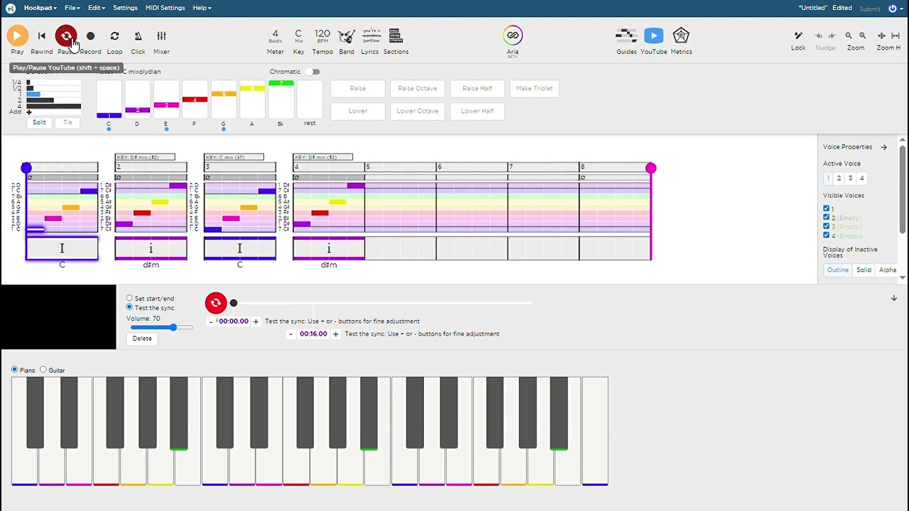 Piano keyboard doesn't adjust to key changes when using YT audio - bug reports - Hooktheory Forum