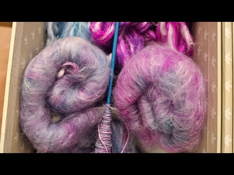 Spinning hand dyed cotton, update on first pair of knitted socks (silly a WIP).