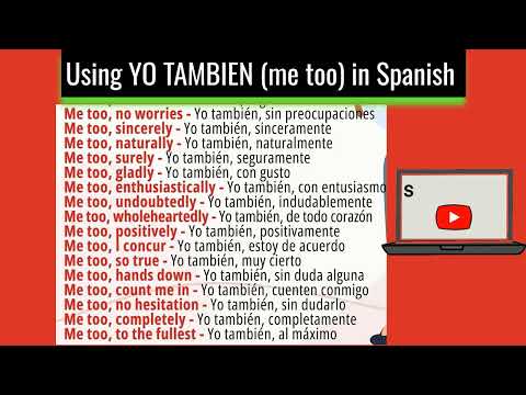Using YO TAMBIEN (me too) in Spanish #spanish #spanishlearning101