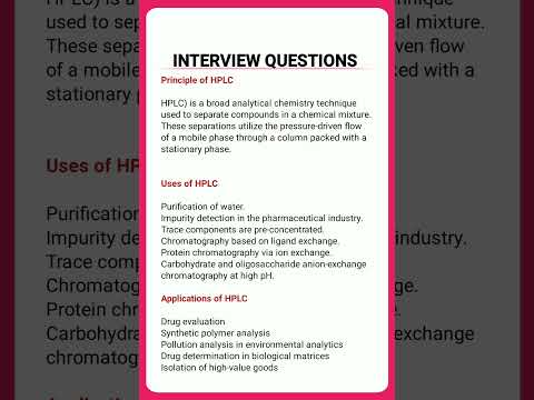 Principle of HPLC | HPLC Chromatography | Use of HPLC | Application of HPLC #interview