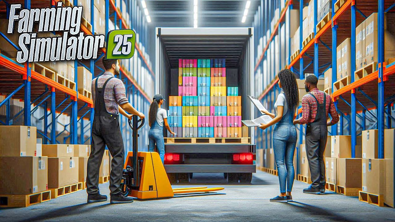 Realistic Pallets Loading in Logistics Center with Pallet Truck and Semi Trailer | FS25