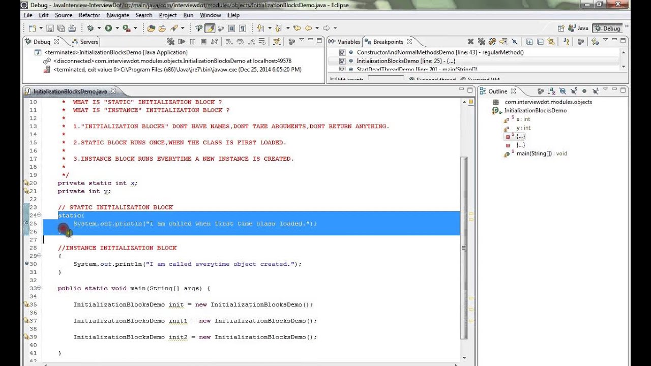WHAT IS STATIC INSTANCE INITIALIZATION BLOCK JAVA DEMO