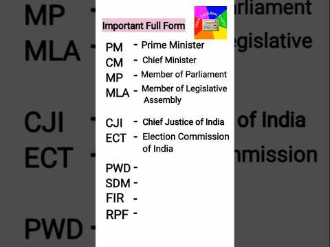 PM CM MLA Fullform|Fullform of PM CM MLA FIR#englis#grammar#englishspoken