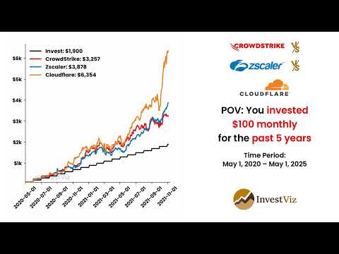 Extended: CrowdStrike ???? vs Zscaler ???? vs Cloudflare ????: You invested $100 monthly for 5 years