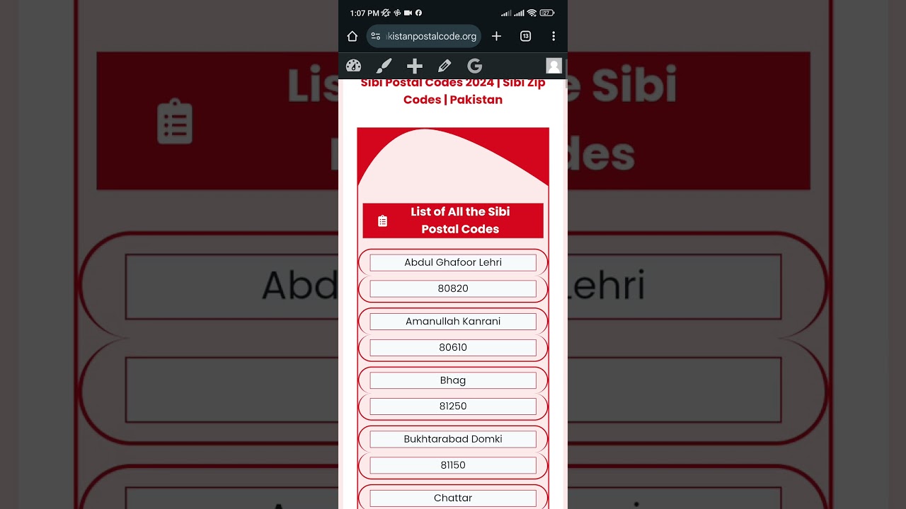 How to find the Sibi Postal Codes?