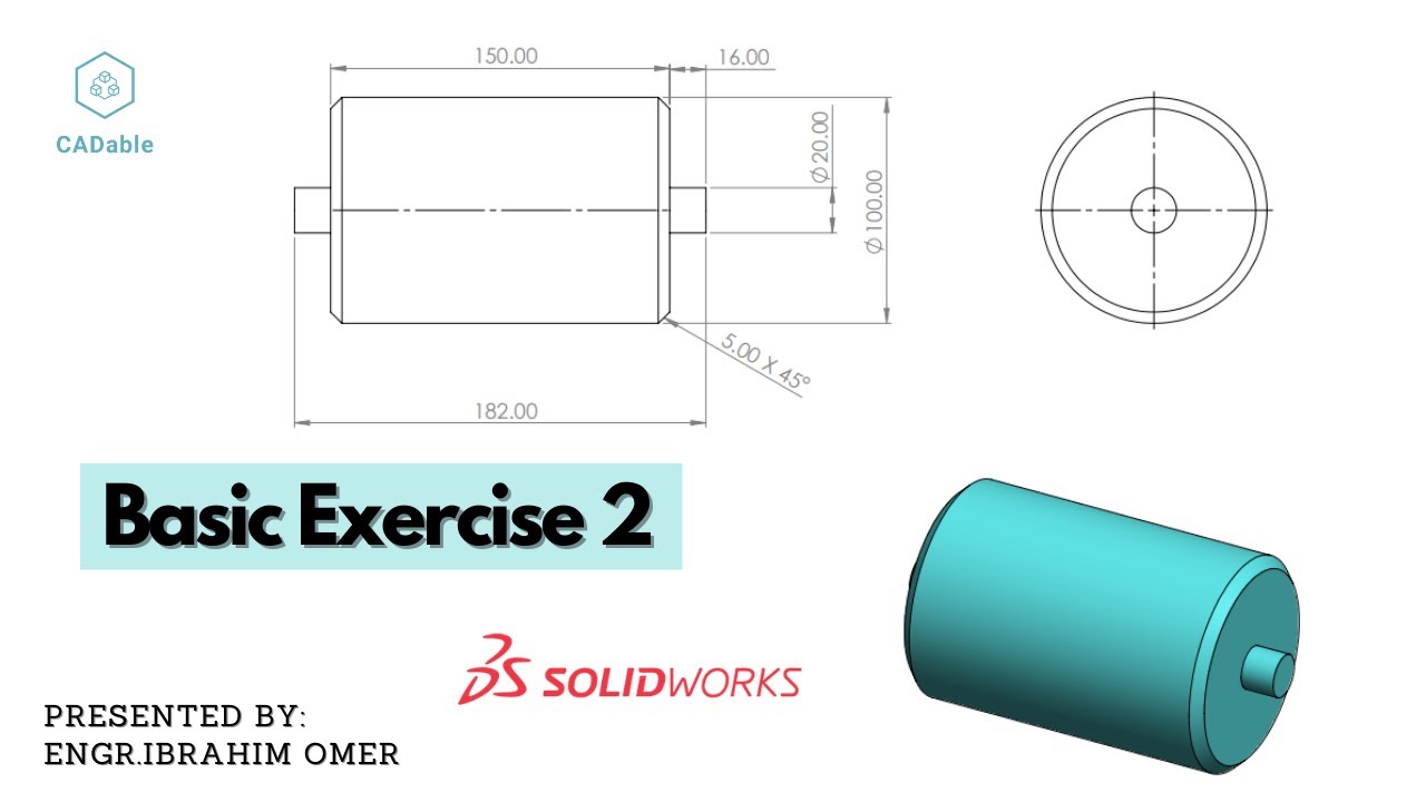 SOLIDWORKS Tutorial For Beginners | Solidworks Practice Exercise 2 | CADable | SOLIDWORKS Evaluate