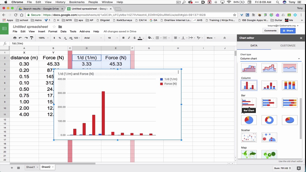 Linearizing Data Using Google Sheets 2017 Version