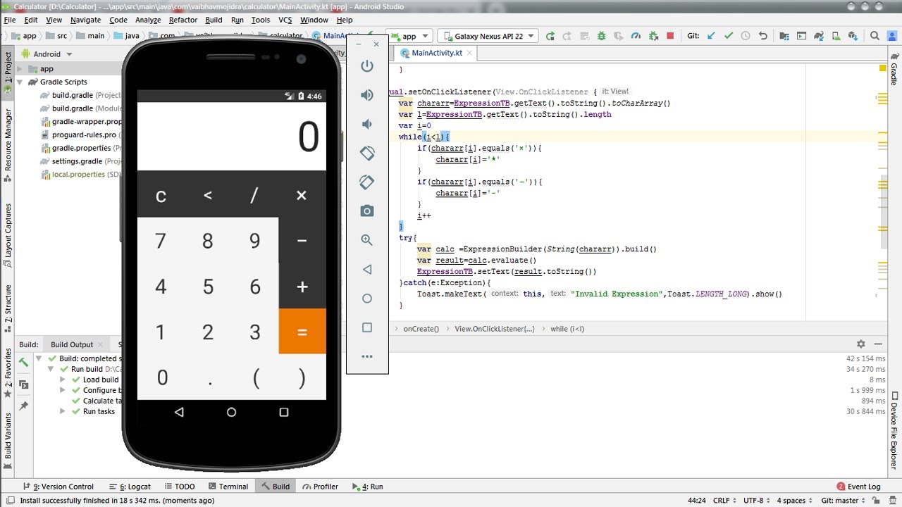 Android Based Calculator Using Kotlin with the help Evaluate Function | Android | Kotlin