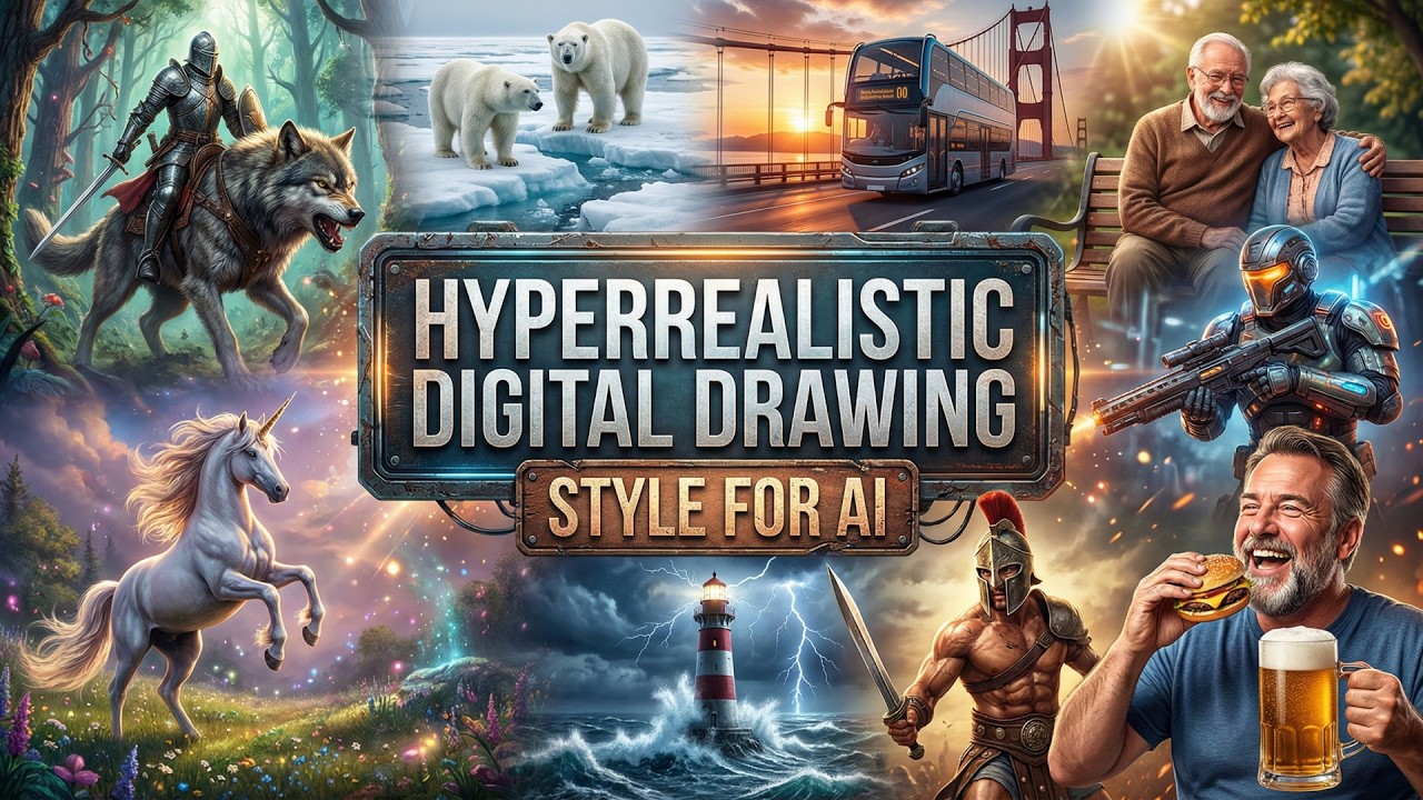 Hyperrealistic digital drawing style for AI images and videos