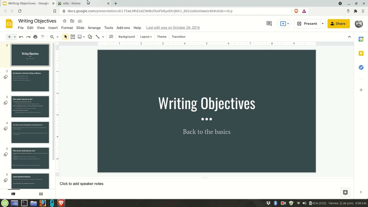 How to embed a Google Slides' presentation in Exe Learning