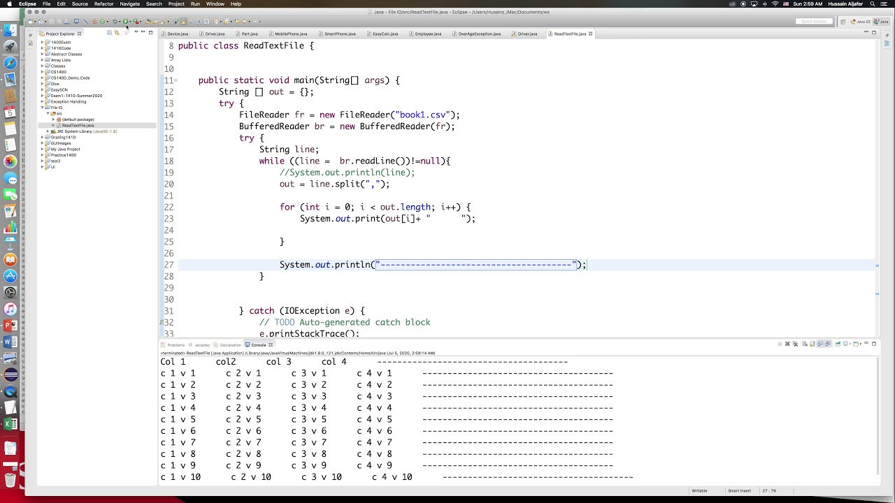 Java: File I/O - Reading csv Files