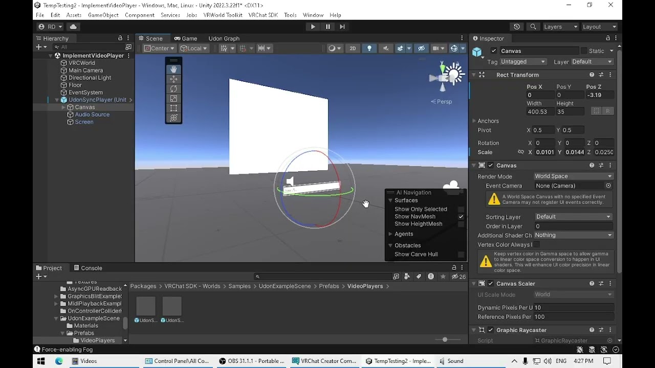 How to add the included Unity video player into your VrChat world (VrChat Creator Companion and SDK)