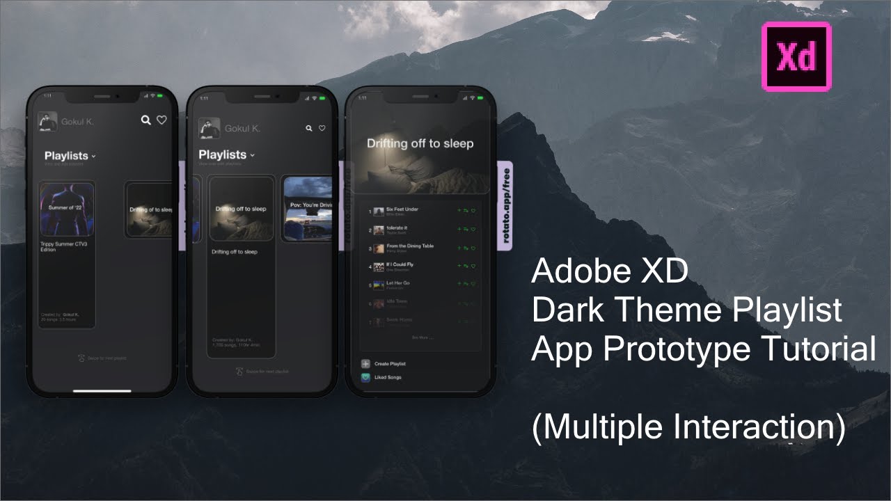 Adobe XD Multiple Interactions Prototype Tutorial | Dark Theme Playlist | UX/UI | 3D Model