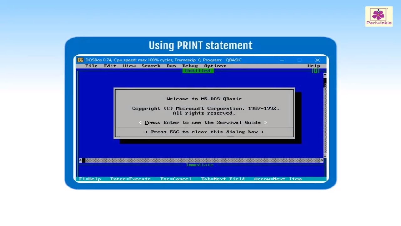 Programming With QBasic 1 - PRINT Statement | Computer Training | Periwinkle