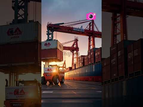 Container Loading at Sunset 🌇 | Port Power in Action