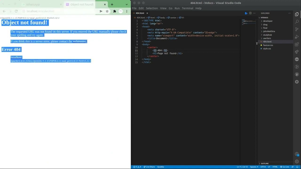 how do I setup custom error pages using htaccess